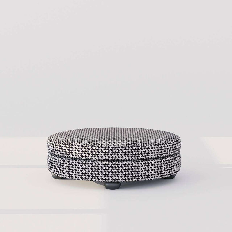 Vannoy Ottoman / White & Black Cotton-Blend | Walls Nation
