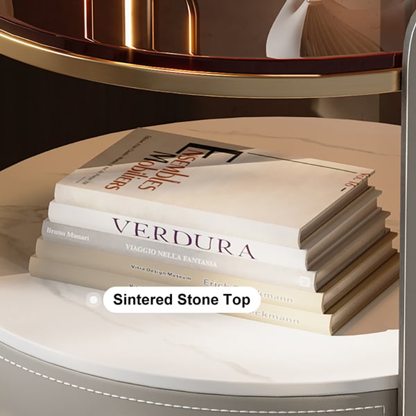 Johnny Round Leather Nightstand | Walls Nation UAE